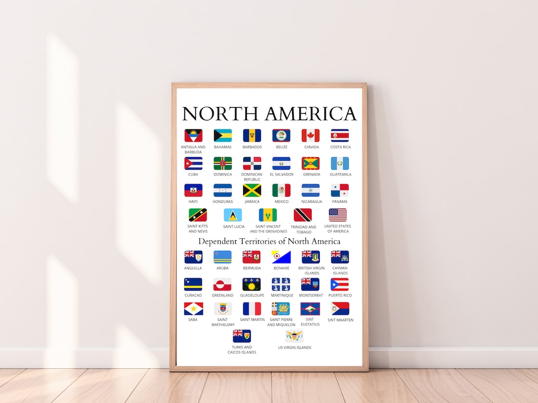 North American Countries, Countries of North America, Flags and Names ...