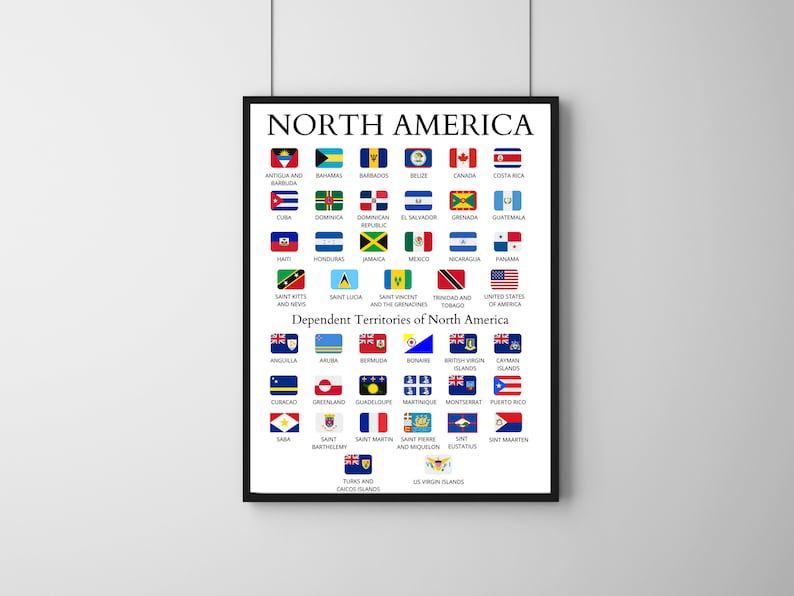 North American Countries, Countries of North America, Flags and Names ...