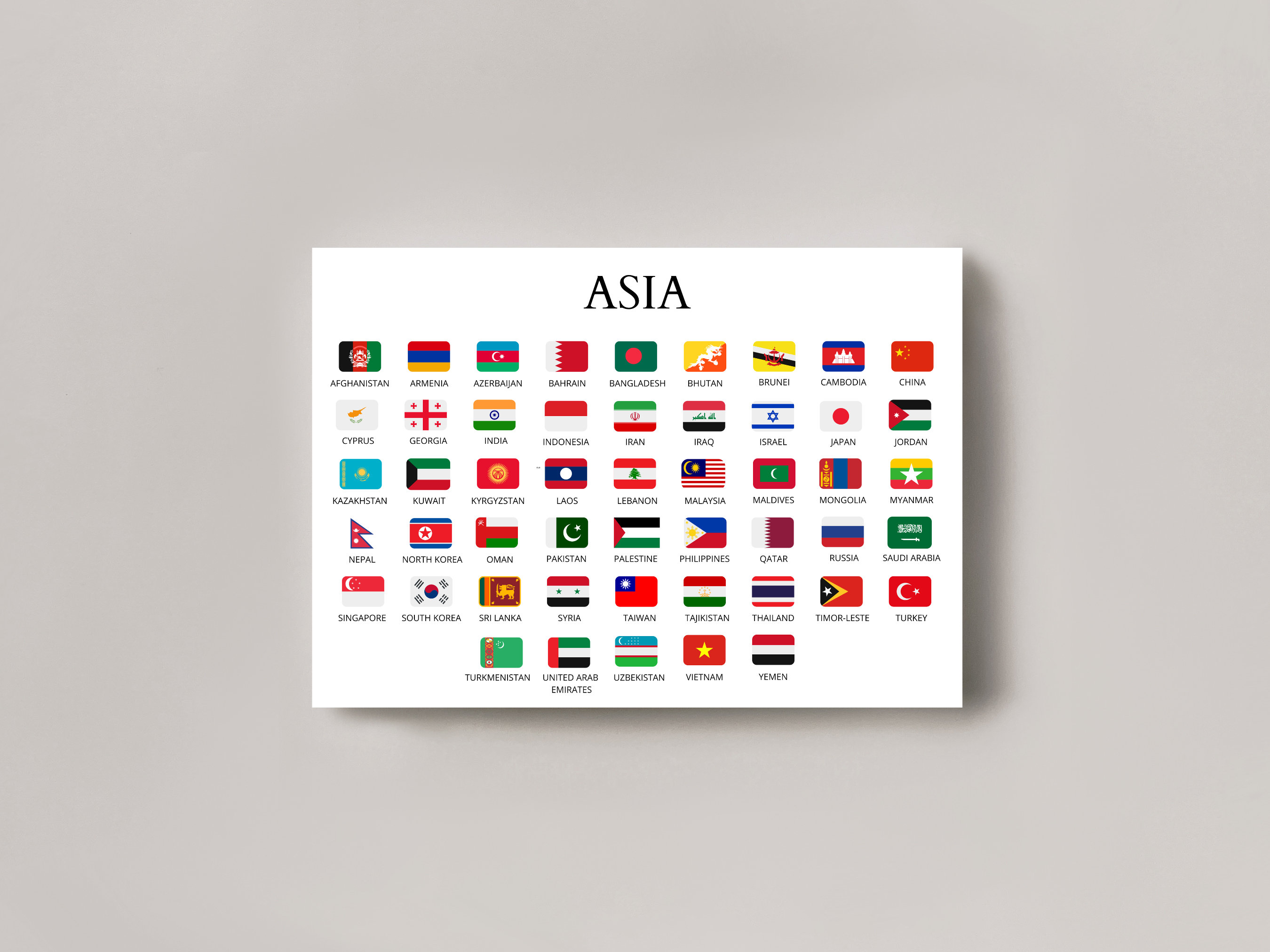 Asian Countries Flags List