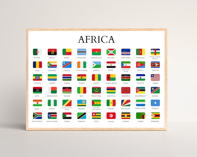 Digital Map of All African Countries With Their Flags and Their Capital ...