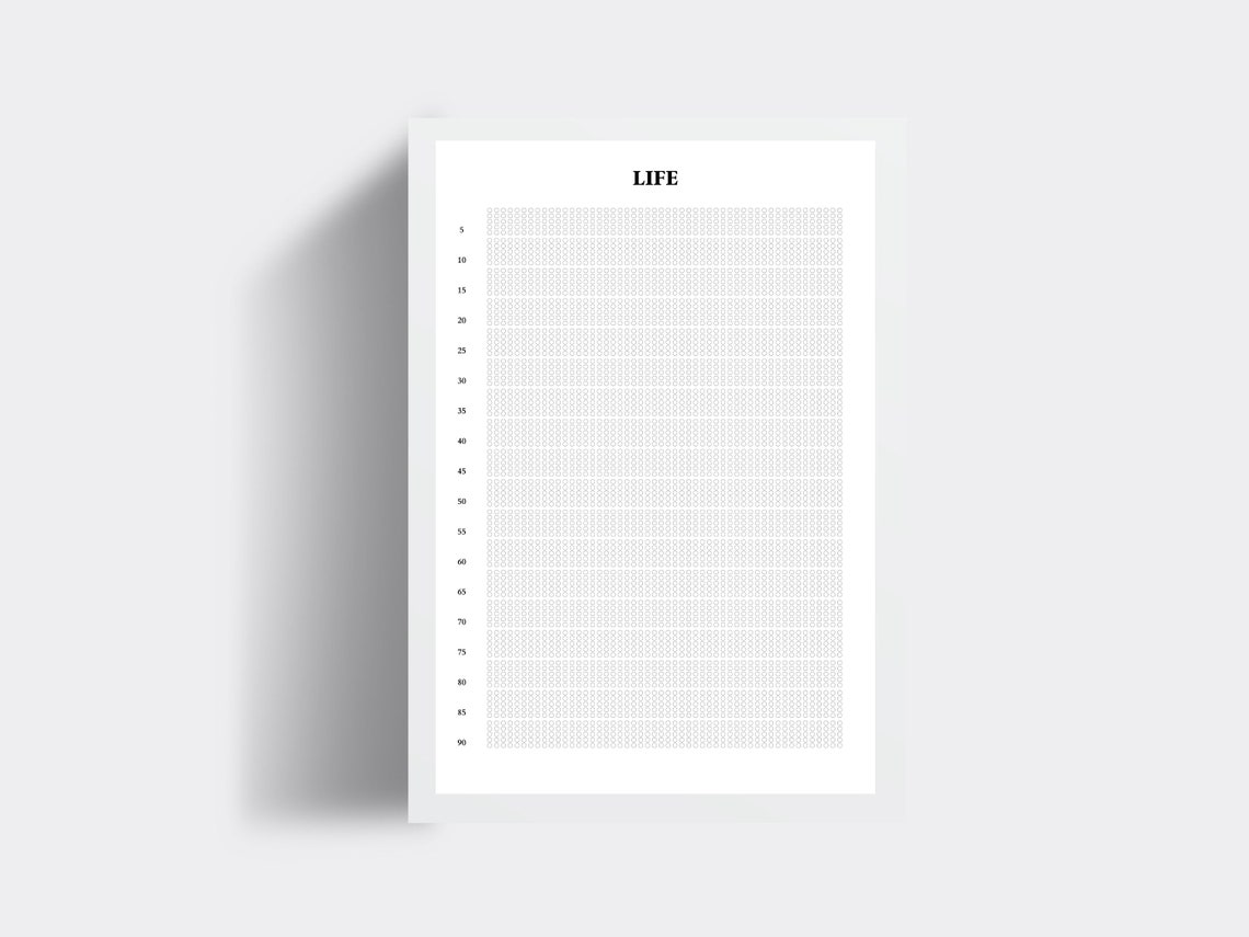 Life Calendar, 90 Years Life Calendar, Perpetual Calendar, Memento Mori ...