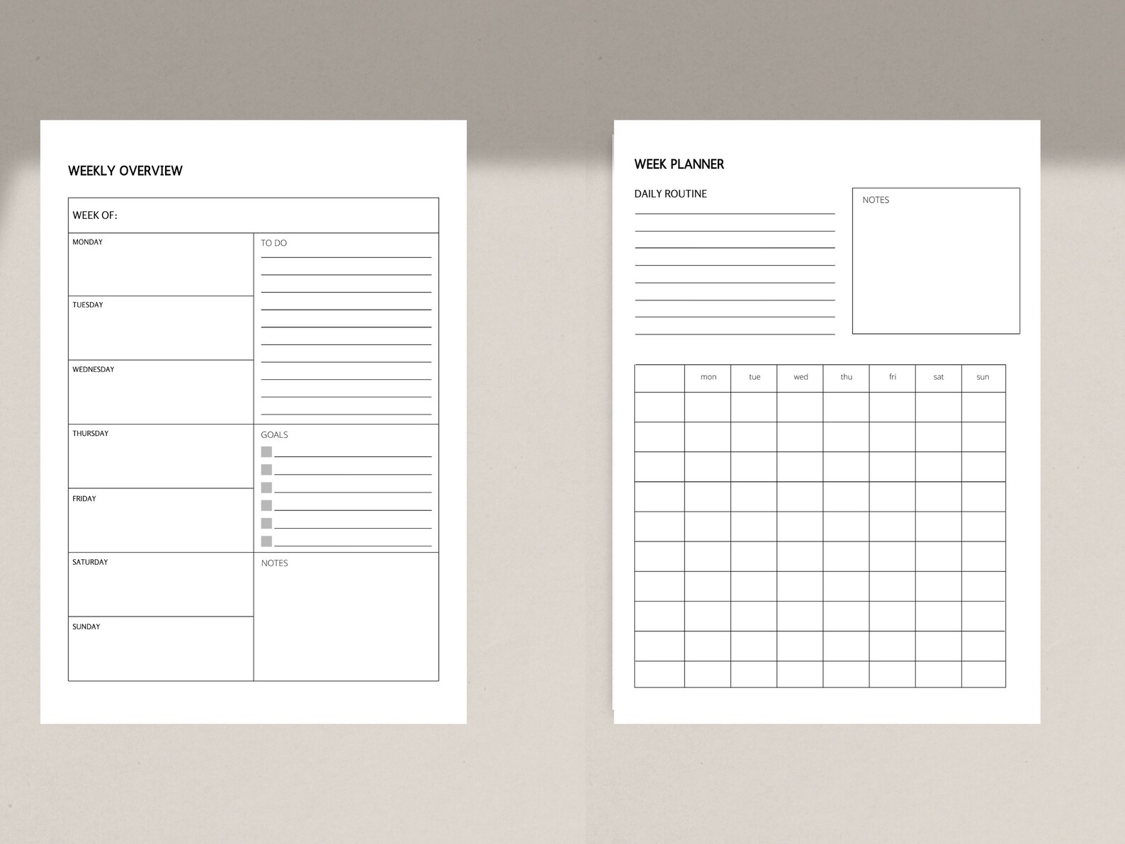 Weekly Overview Printable, Weekly Planner Pages, Weekly Templates ...