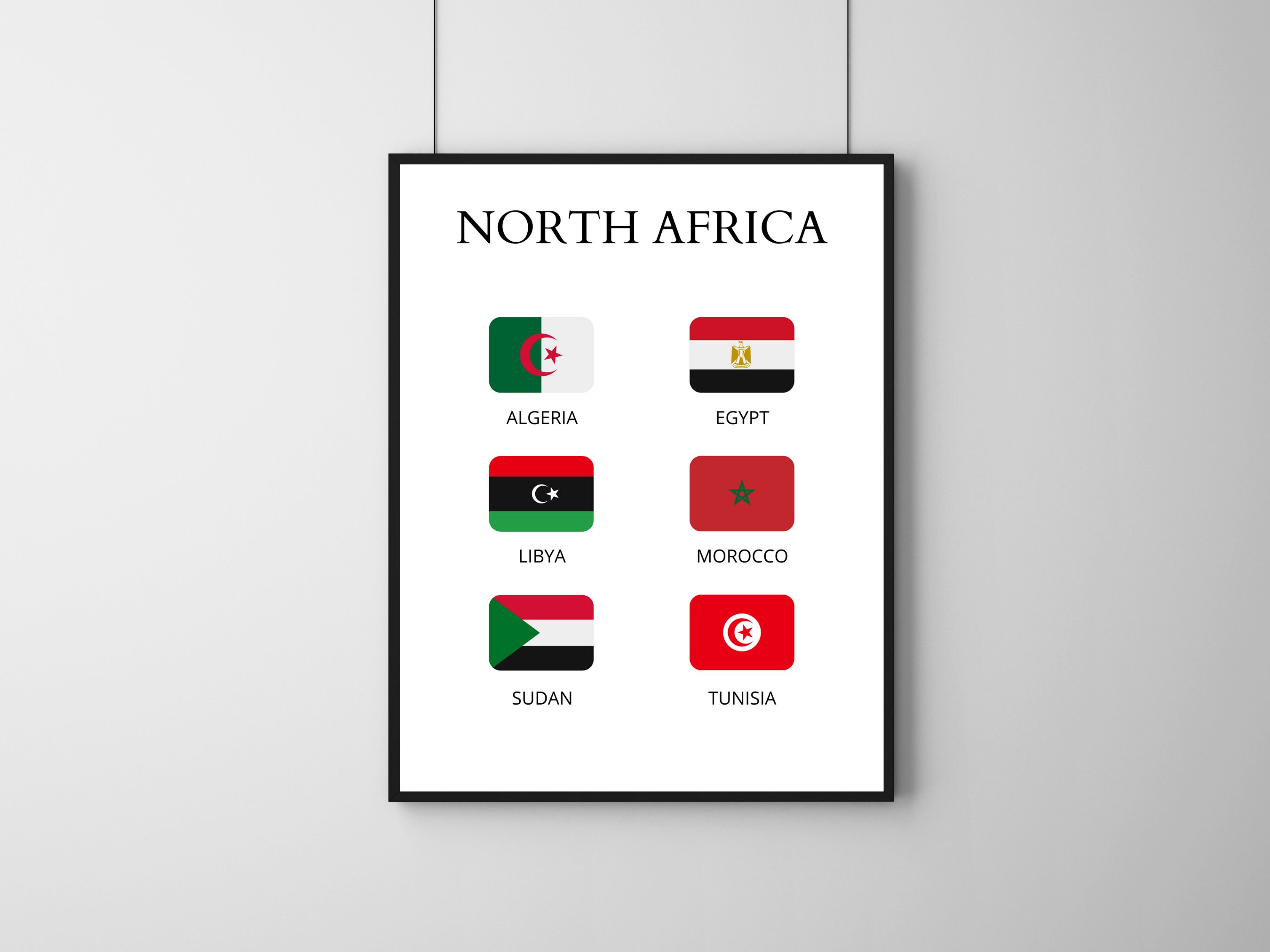 North African Countries, North African Flags, Educational Print ...