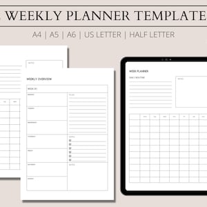 Weekly Overview Printable, Weekly Planner Pages, Weekly Templates ...