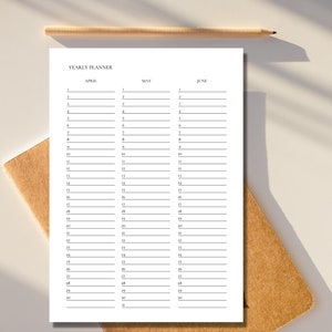 Yearly Planner, Year at a Glance Planner, Yearly Overview Printable, 12 ...