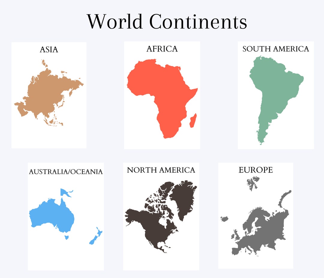 World Continents, Learning Material, Learning Chart, Educative Print ...