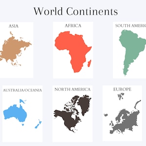 World Continents, Learning Material, Learning Chart, Educative Print ...