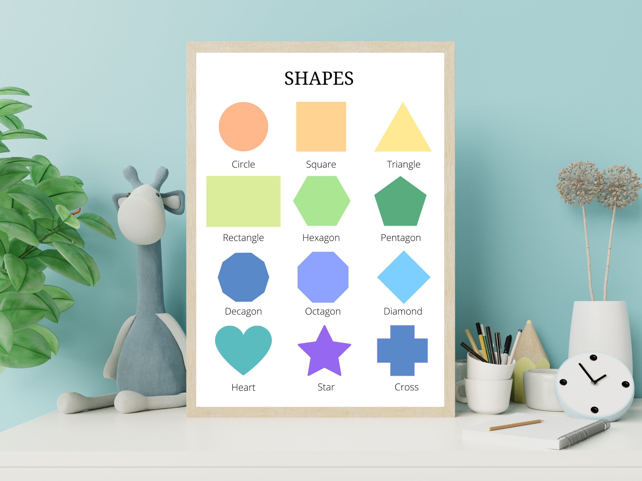Educational Posters Set of 8, Playroom Posters, Homeschool Educational ...