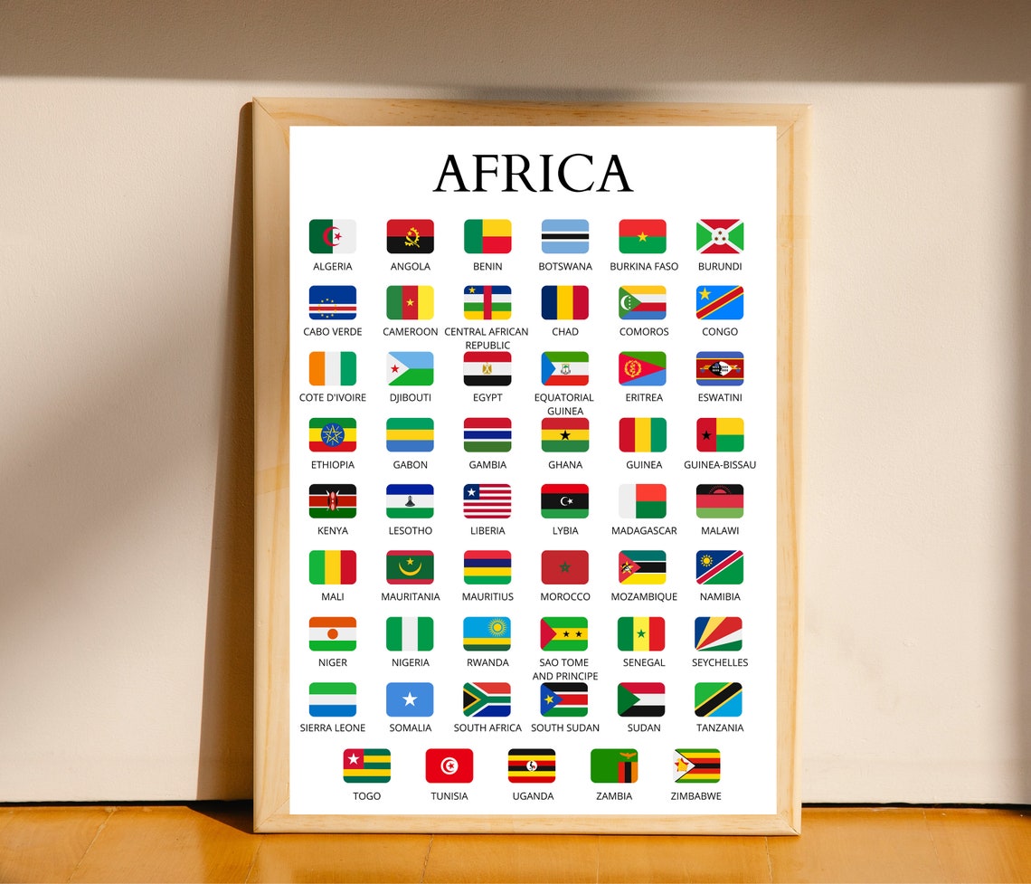 Countries of Africa, African Continent, Flags and Names, Educational ...