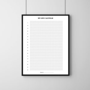 90 Years Life Calendar, Perpetual Calendar, Weeks of My Life, Calendar ...