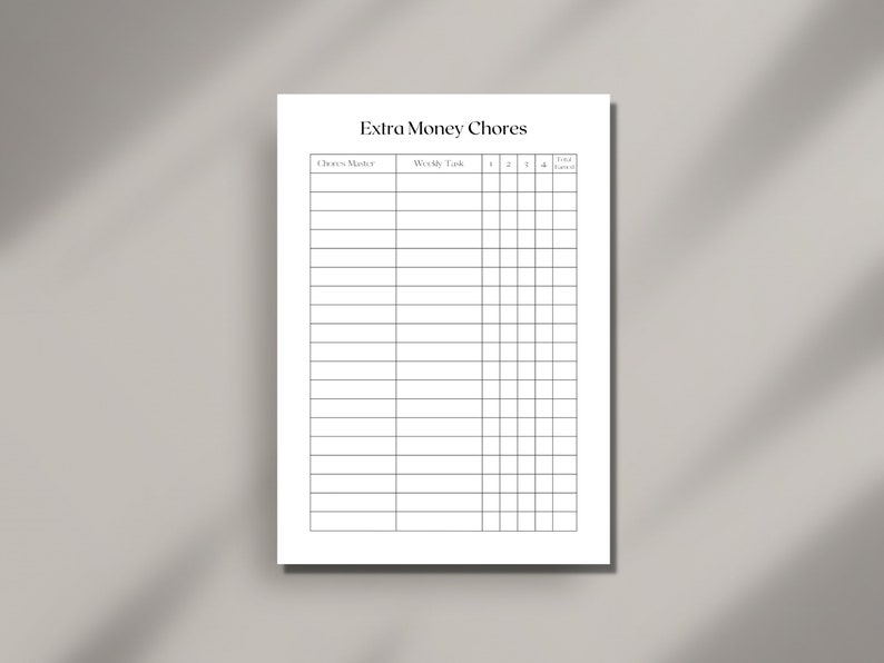 Plain Chore Charts Template, Cleaning Chechklist, Cleaning Planner ...