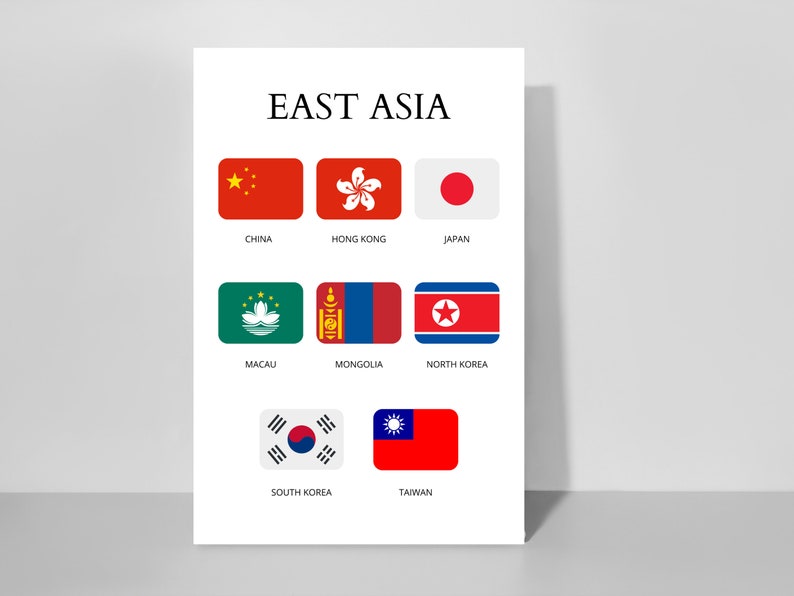 East Asian Countries, Countries of East Asia, Flags and Names ...