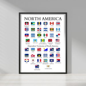 North American Countries, Countries of North America, Flags and Names ...