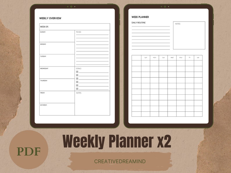 Weekly Overview Printable Weekly Planner Pages Weekly | Etsy