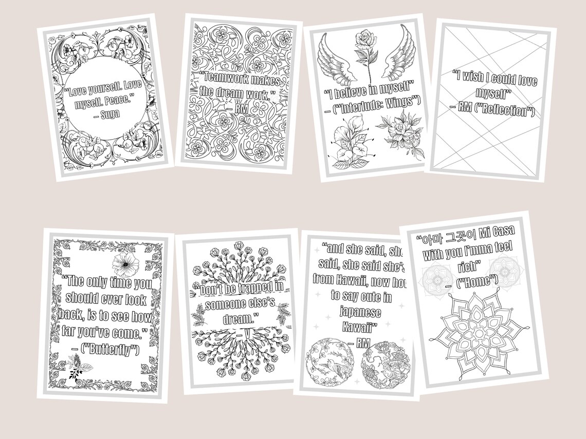 BTS Coloring Book, Inspirational Bts Quotes, Coloring Pages, Coloring ...