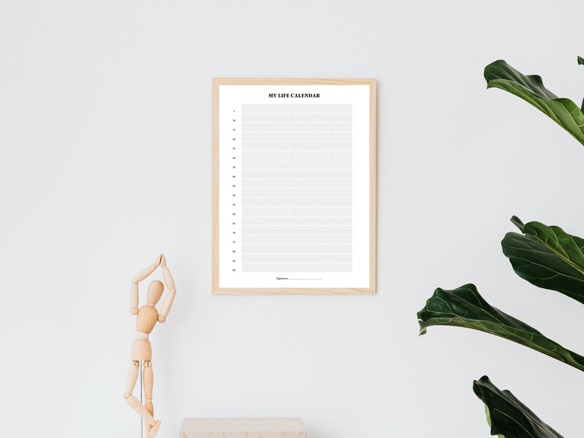 90 Years Life Calendar, Perpetual Calendar, Weeks of My Life, Calendar ...