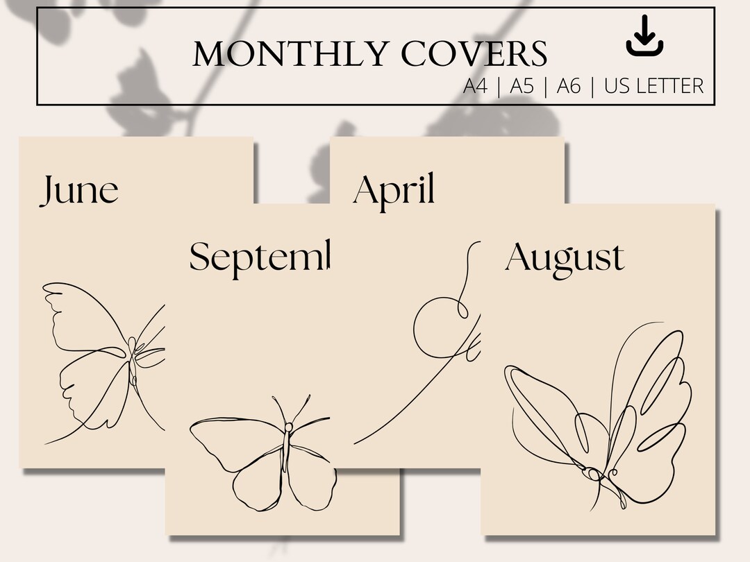 Monthly Butterfly Dashboards, Monthly Divider for Planner, Planner ...