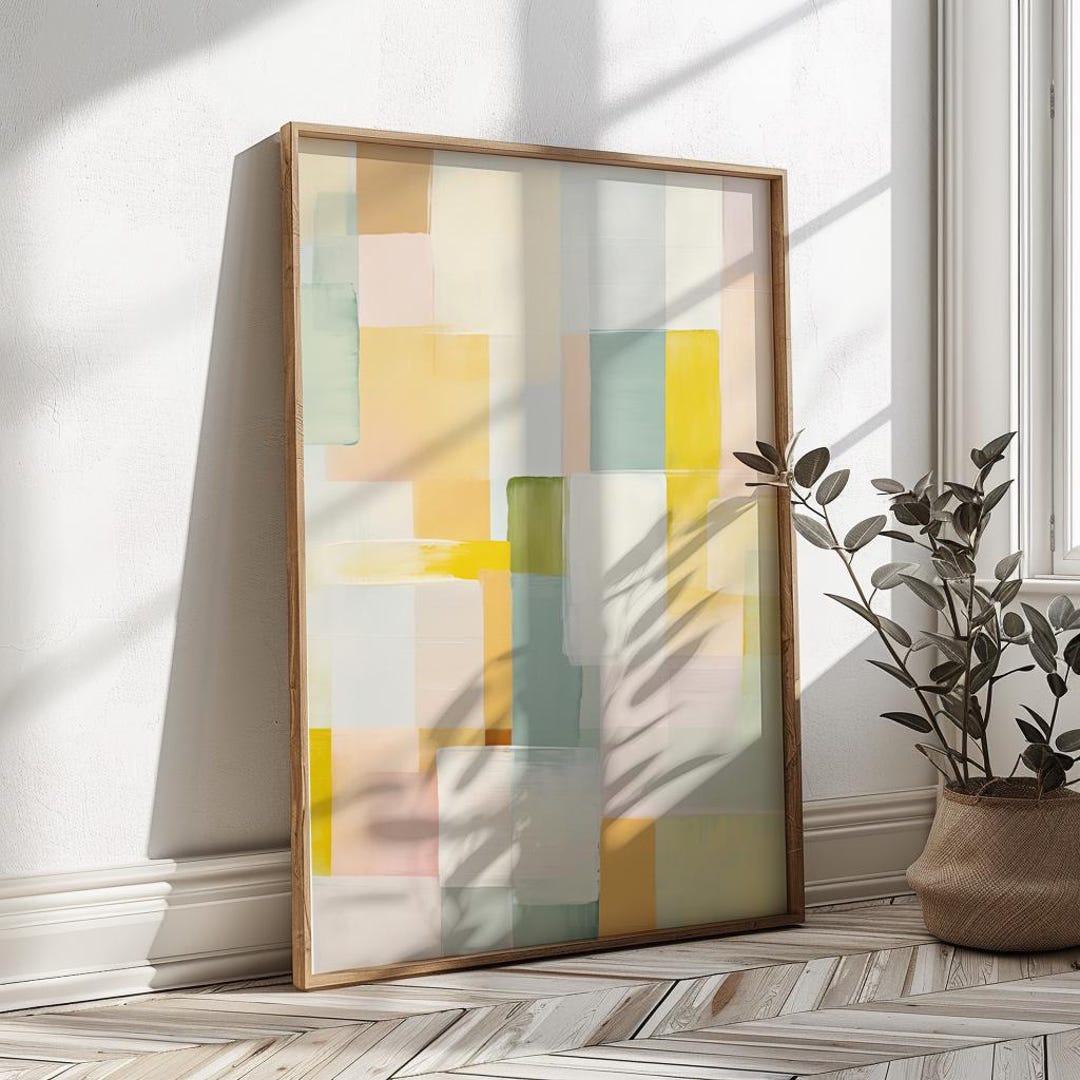 Pastel Geometric Art Print: Modern Mid Century Color Block Poster - Etsy