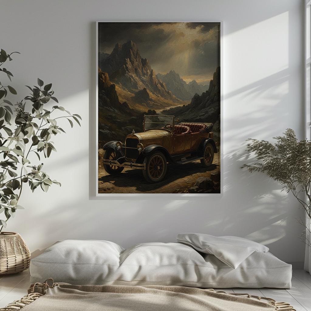 Baroque Style Vintage Car Art, Classic Automobile Painting - Etsy