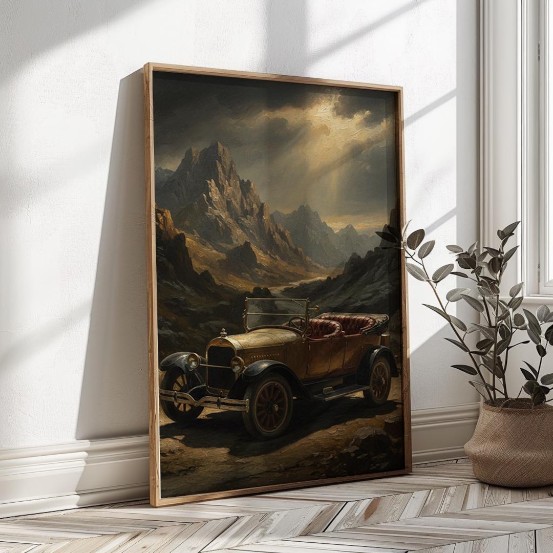 Baroque Style Vintage Car Art, Classic Automobile Painting - Etsy