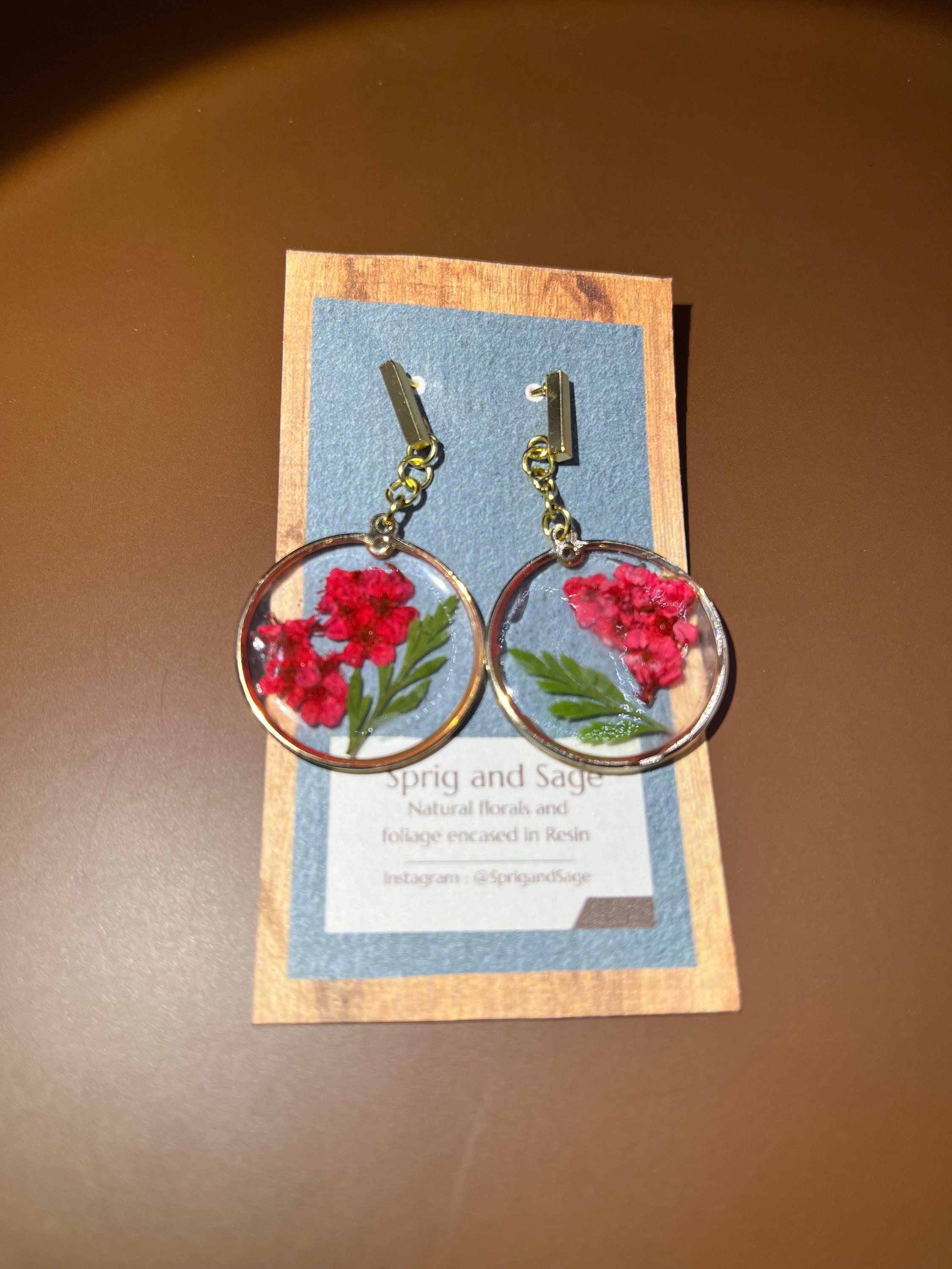 PROMISE Flower and Foliage Resin 14k Gold Plated and Stainless Steel - Etsy