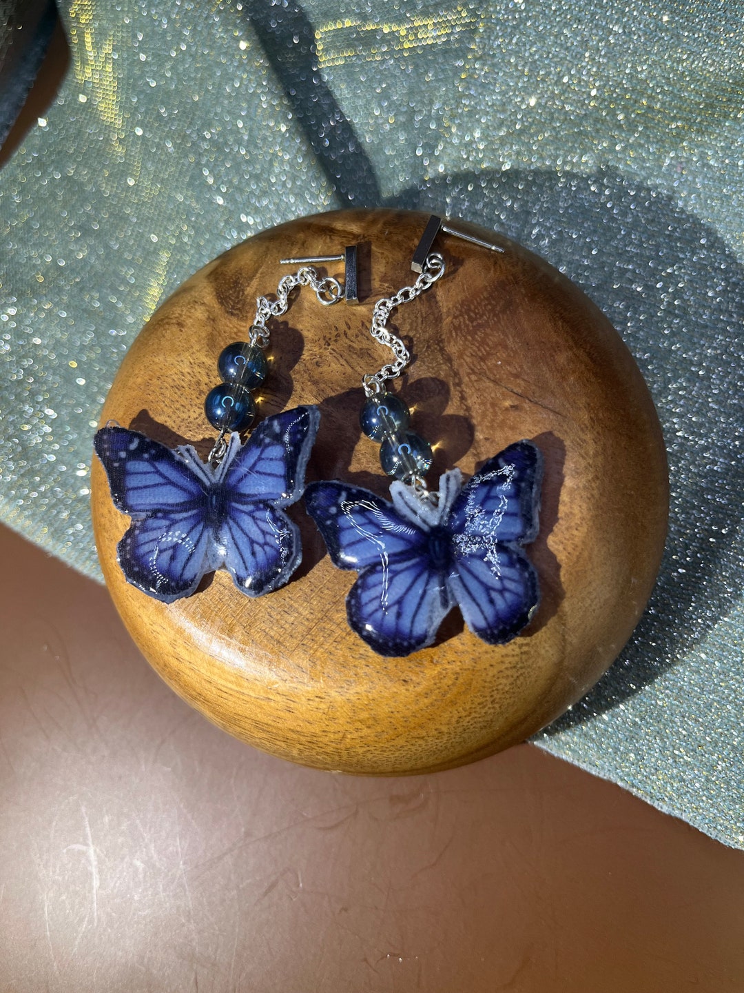 CHAINED BUTTERFLY Fabricated Butterfly Earrings - Etsy