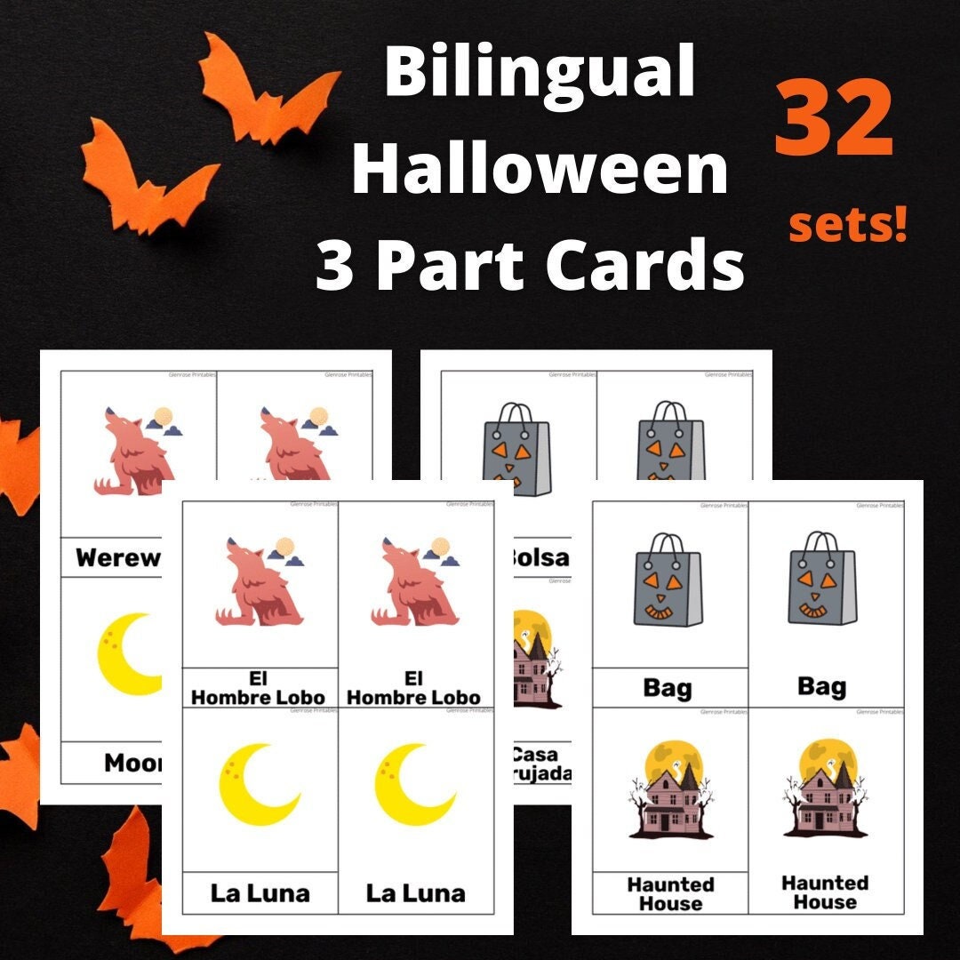 BILINGUAL Halloween Themed Montessori 3 Part Cards - Etsy