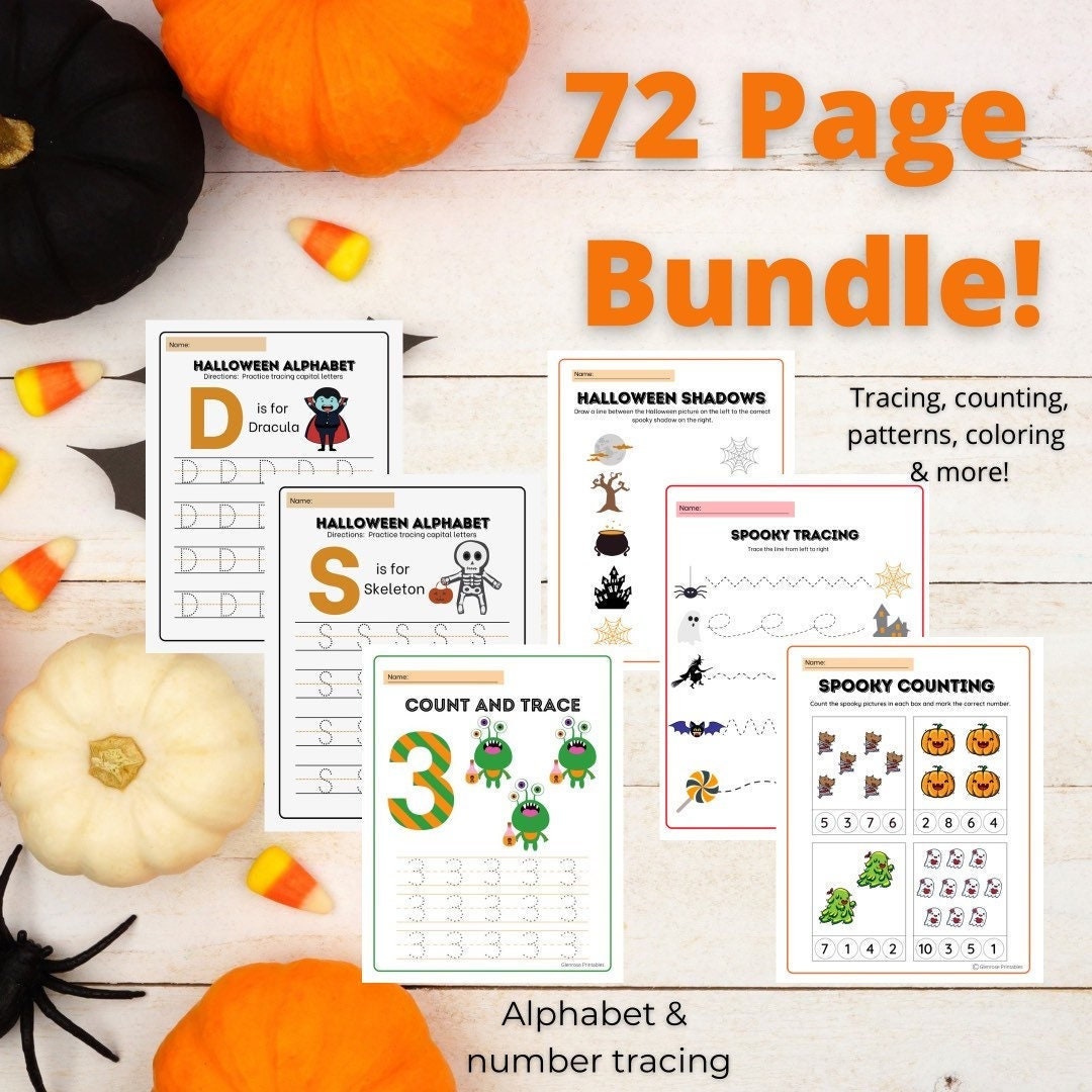 72 Page Bundle!! Download & Print Halloween Themed Preschool Activity ...