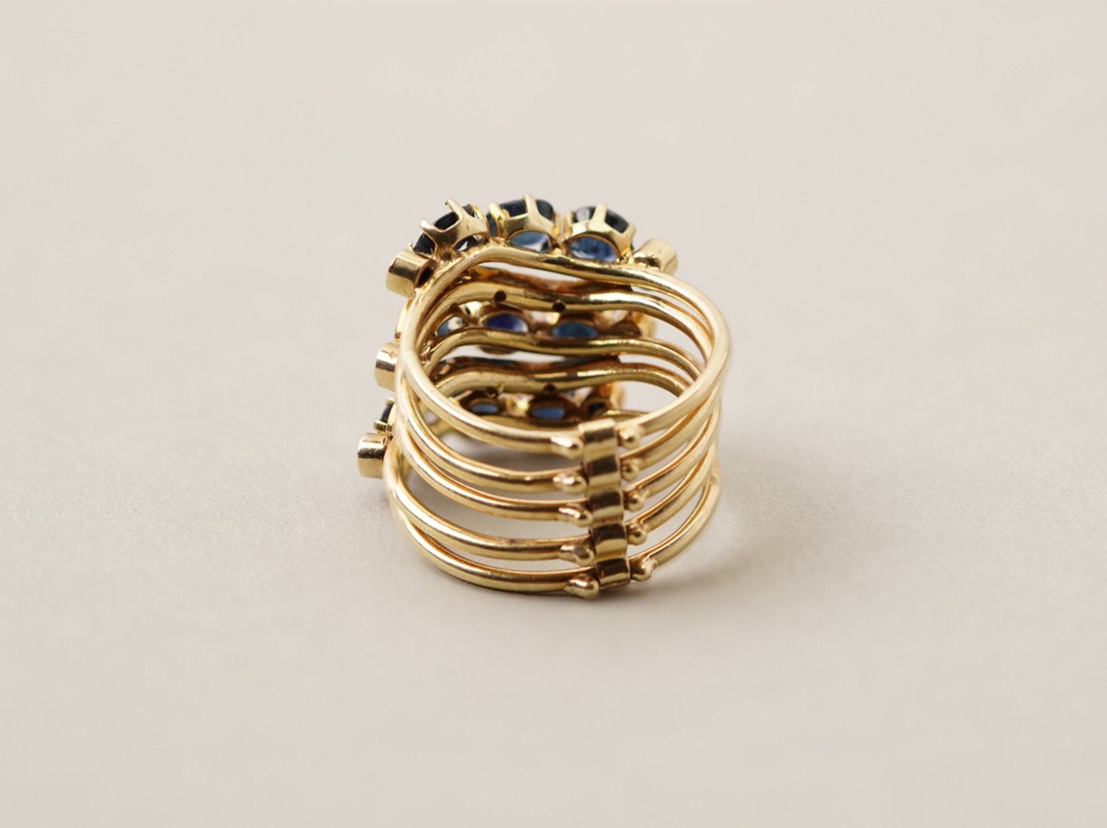 Vintage 14ct Multi Ring With Blue and White Sapphires Stack - Etsy