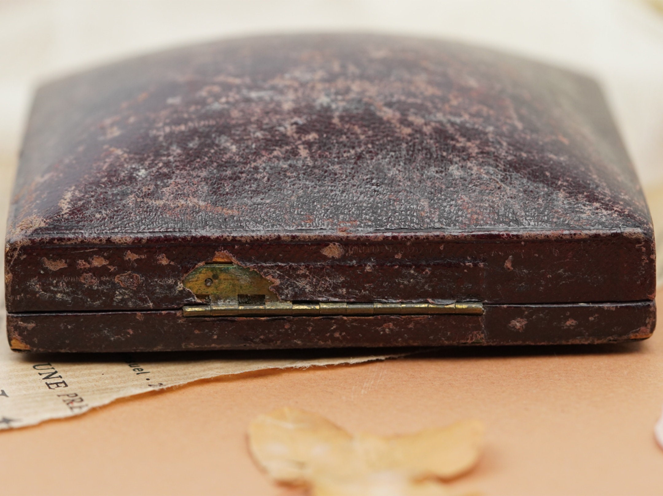 Antique Leather Brooch Box, Antique Presentation Box, Antique Leather ...