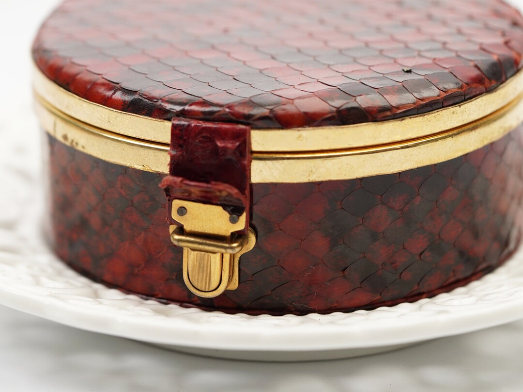 Antique Snake Skin Pattern Jewelry Box: Red Velvet Interior - Etsy