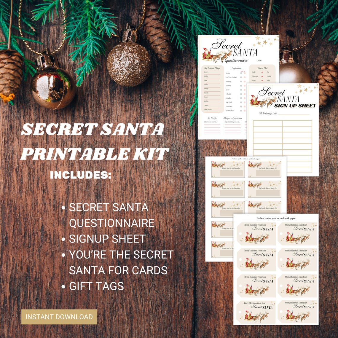 Secret Santa Questionnaire Printable, Printable Christmas Gift Exchange ...