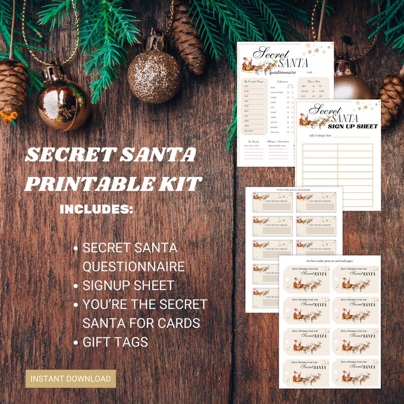 Secret Santa Questionnaire Printable, Printable Christmas Gift Exchange ...