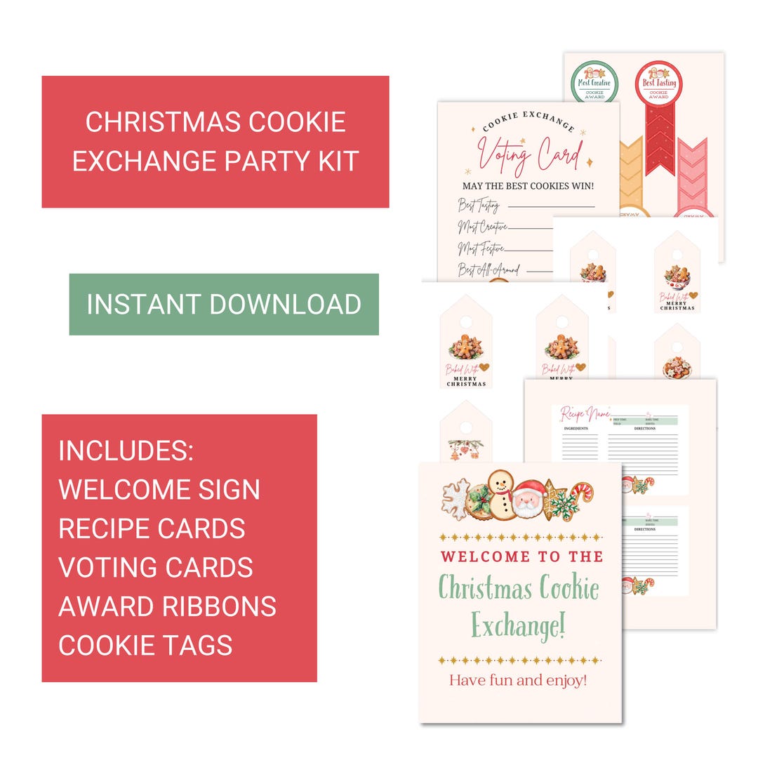 Christmas Cookie Exchange Party Kit: Printable Decor (digital Download ...