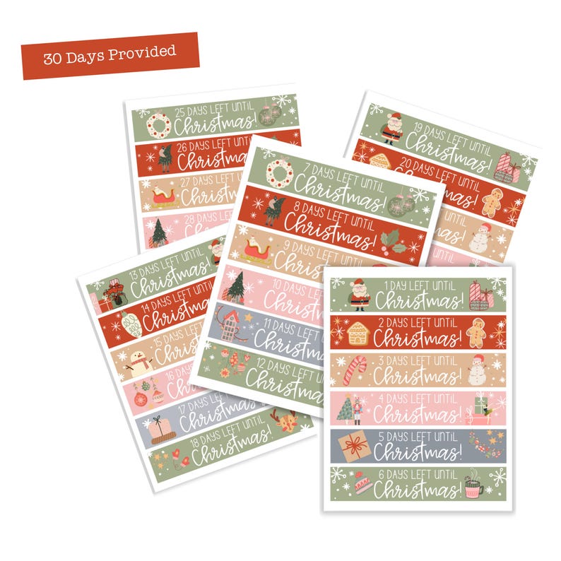 Printable Christmas Countdown Paper Chain: Holiday Advent Calendar (PDF ...