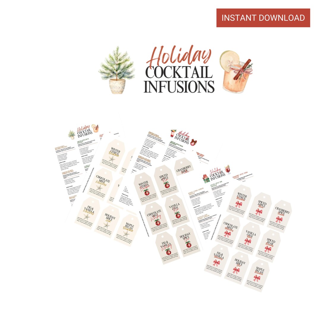 Cocktail Infusion Recipes, DIY Craft Cocktail Printables, Printable ...
