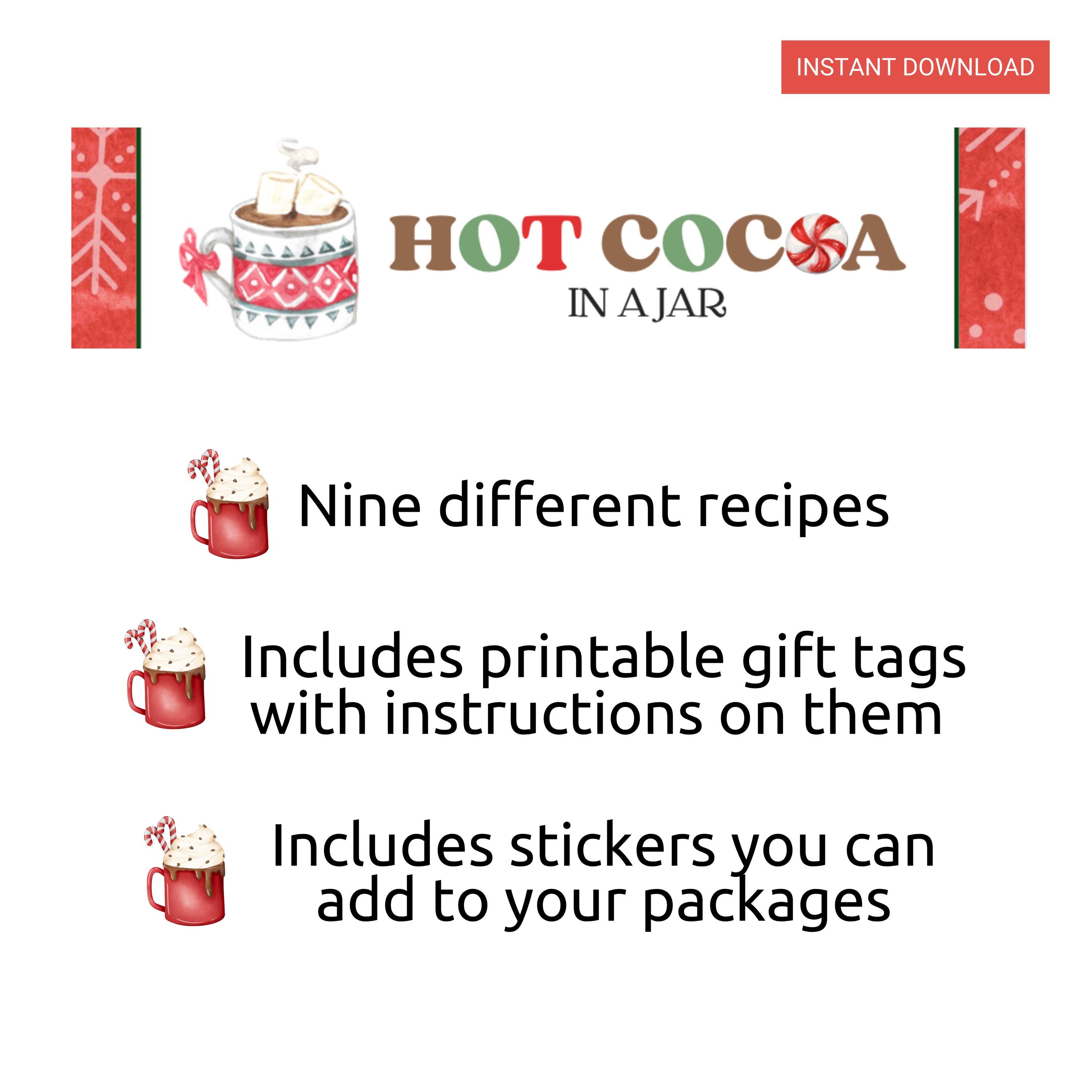 Hot Chocolate Mix Printable Gift Tags, Hot Cocoa Recipes, Hot Cocoa ...