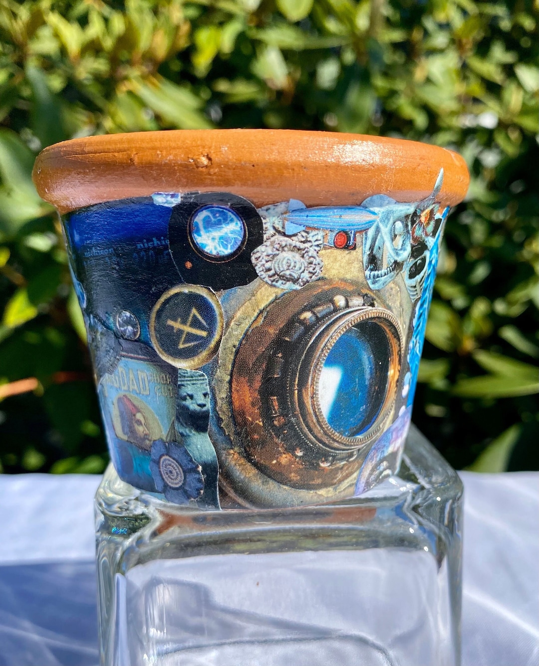 Small Wide Steampunk Goth Houseplant Pot- FREE SHIPPING! - Etsy