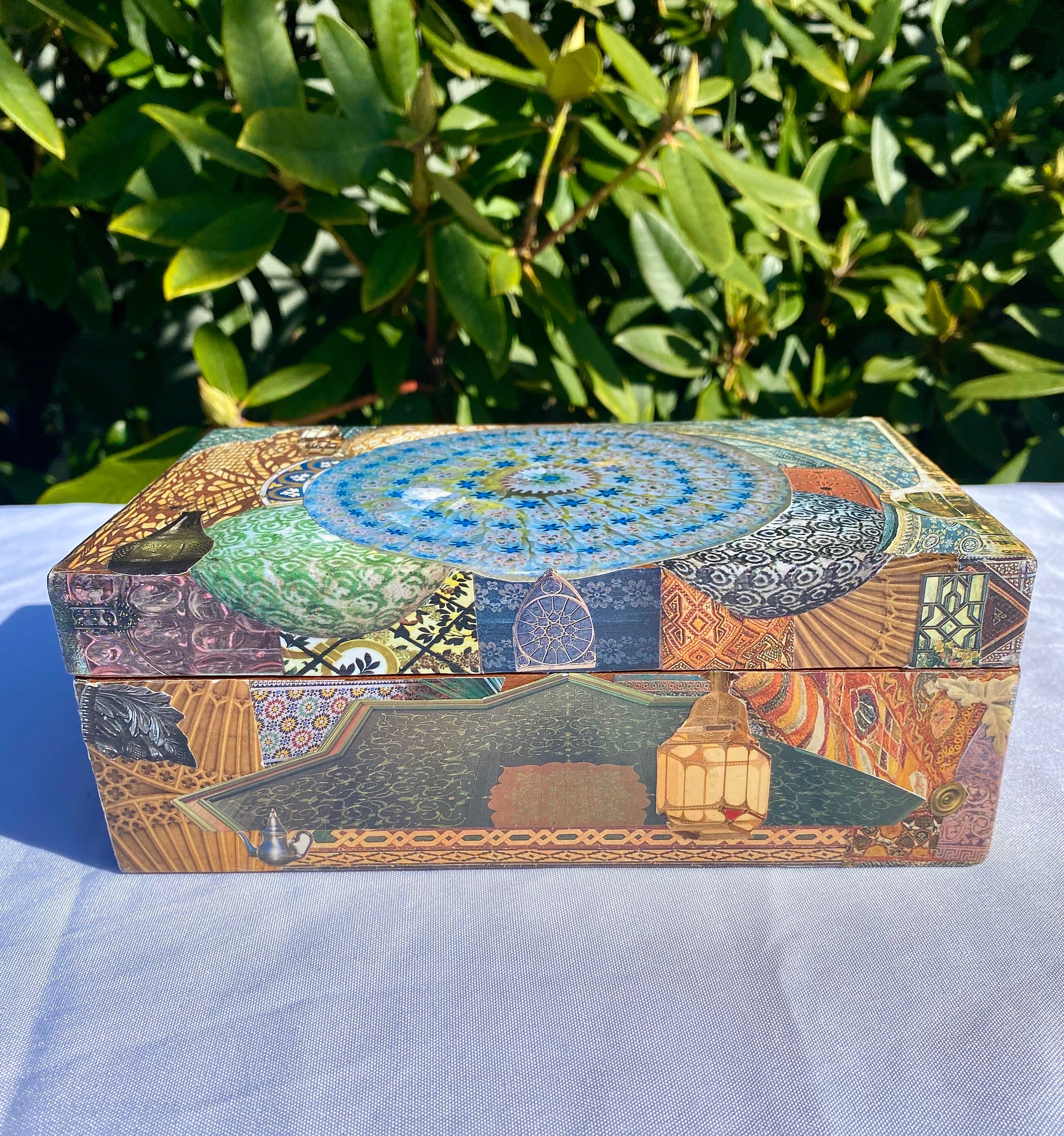 Moroccan Print Collage Wood Box, Boho Decor - Etsy
