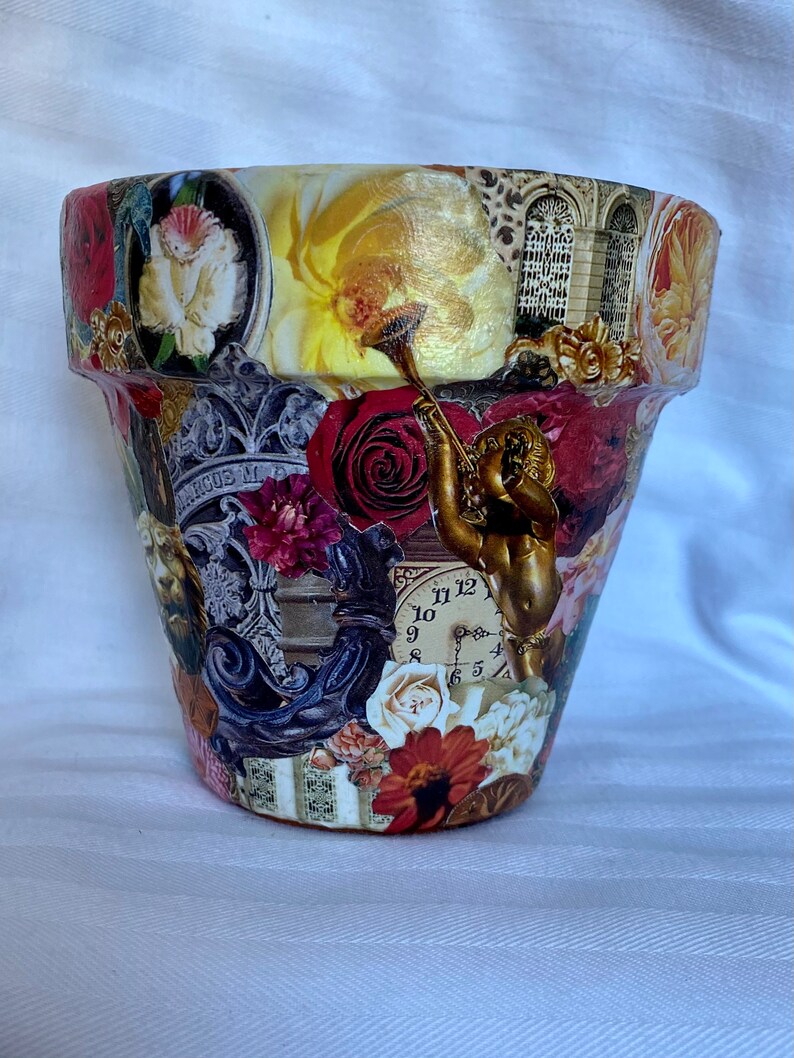 Charming Roses and Antiques Houseplant Terra Cotta Pot a - Etsy