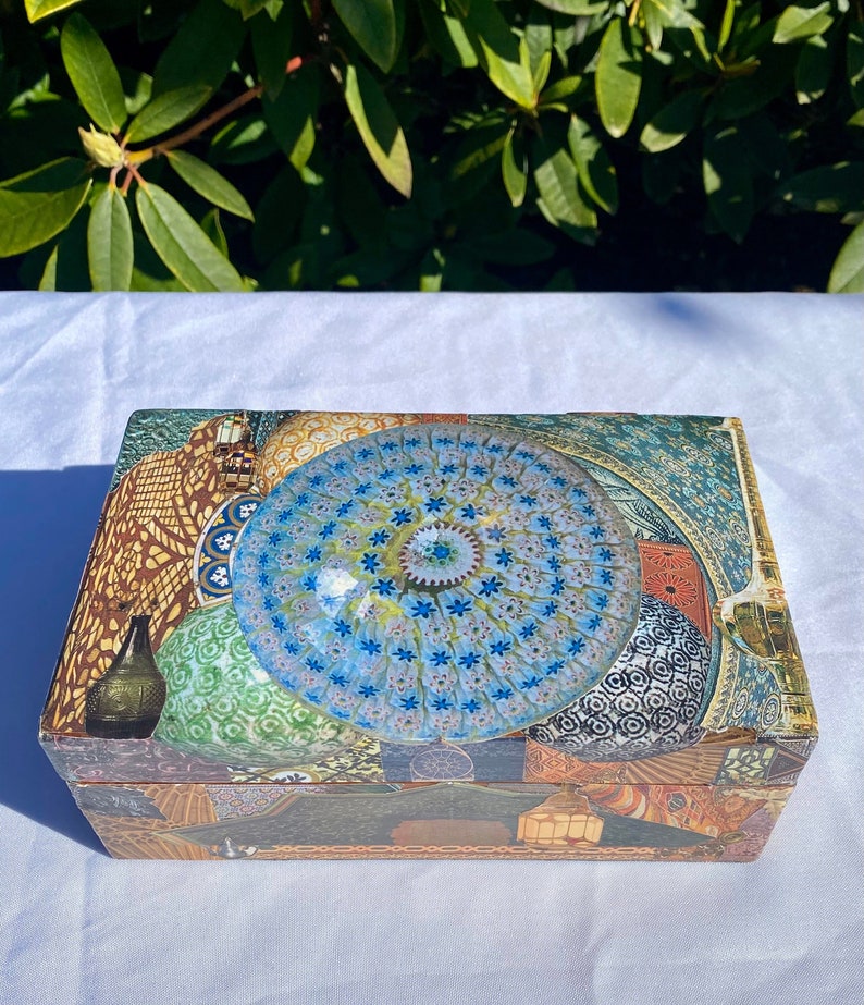 Moroccan Print Collage Wood Box, Boho Decor - Etsy