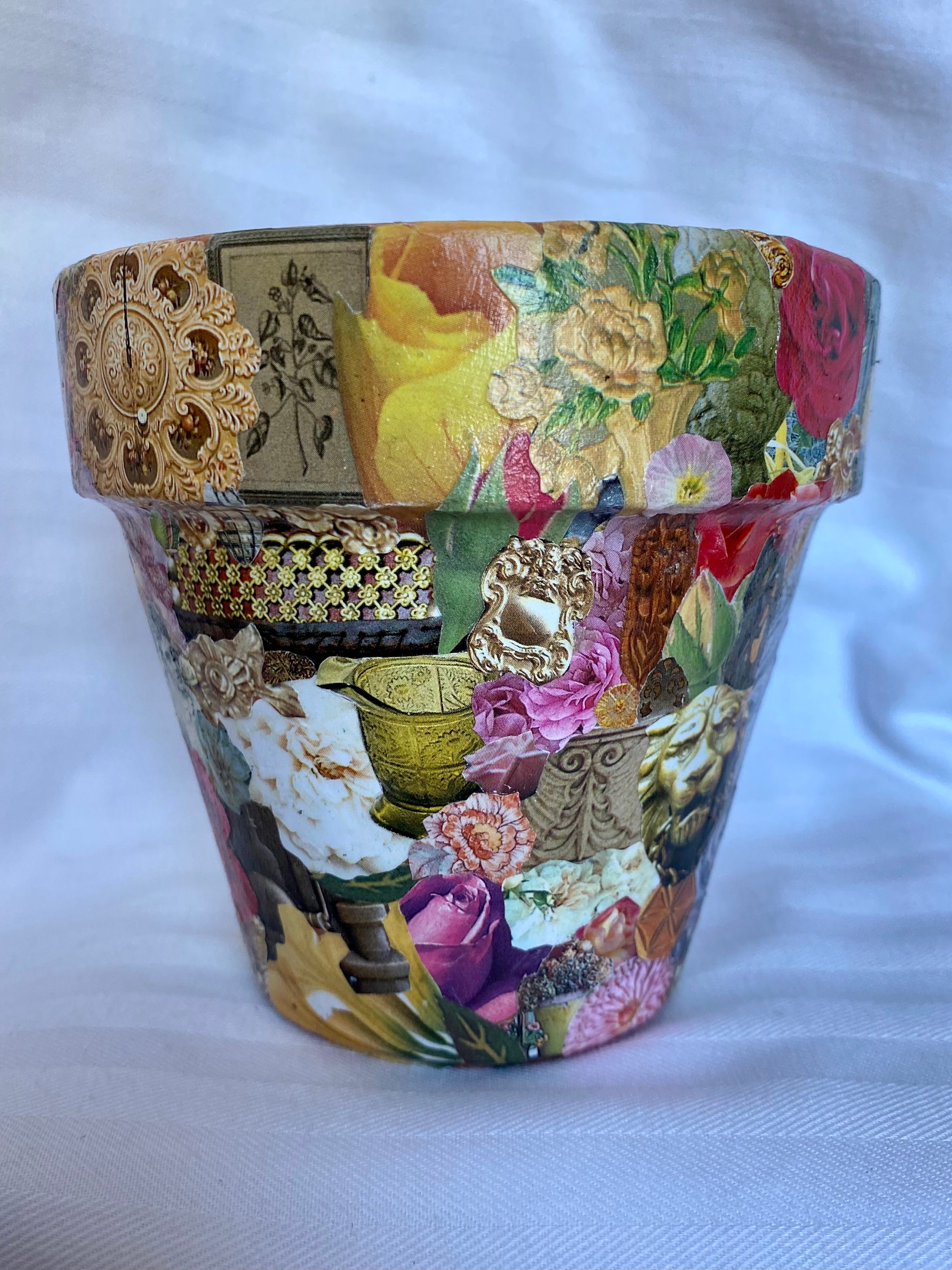 Charming Roses and Antiques Houseplant Terra Cotta Pot a - Etsy