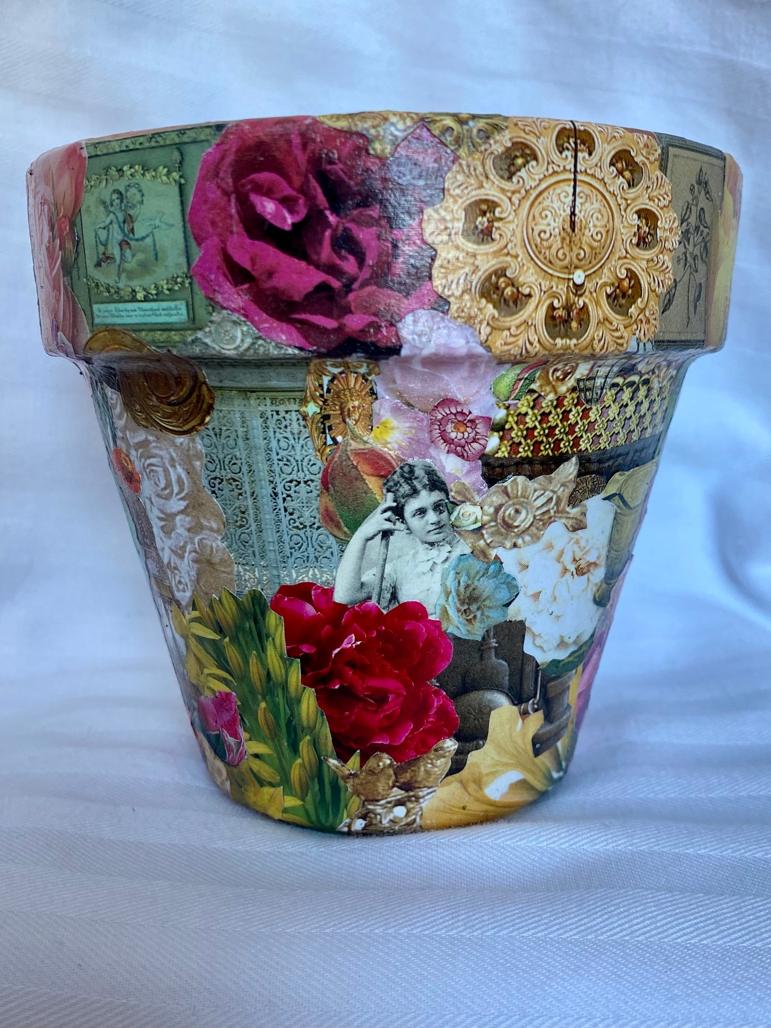 Charming Roses and Antiques Houseplant Terra Cotta Pot a - Etsy