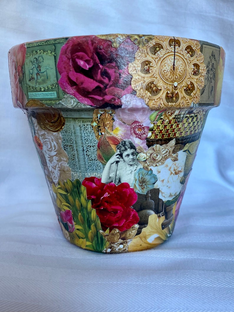 Charming Roses and Antiques Houseplant Terra Cotta Pot a - Etsy