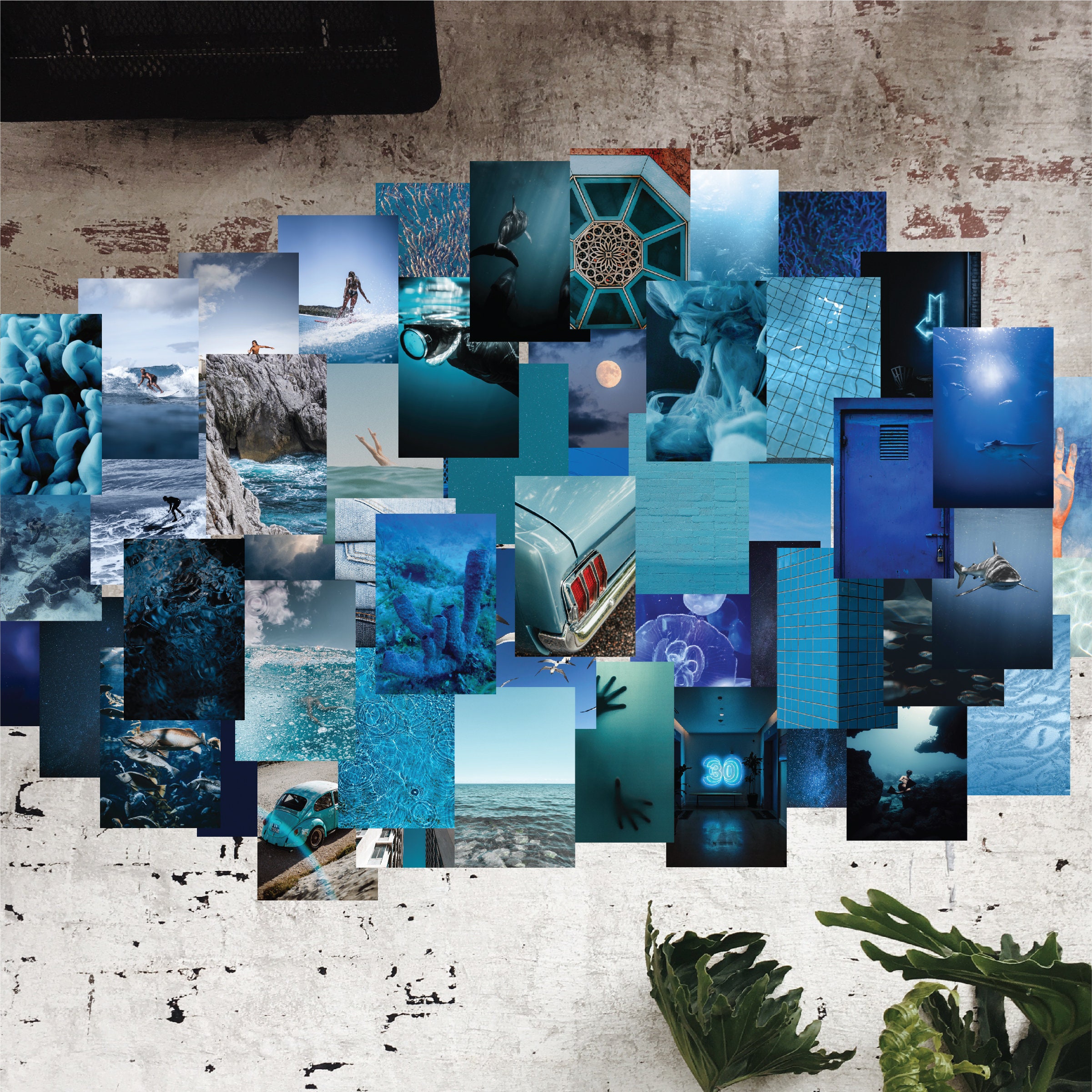 INSTANT DOWNLOAD Ocean Blue SET of 100 Photo Prints in 4x6 Blue Collage ...