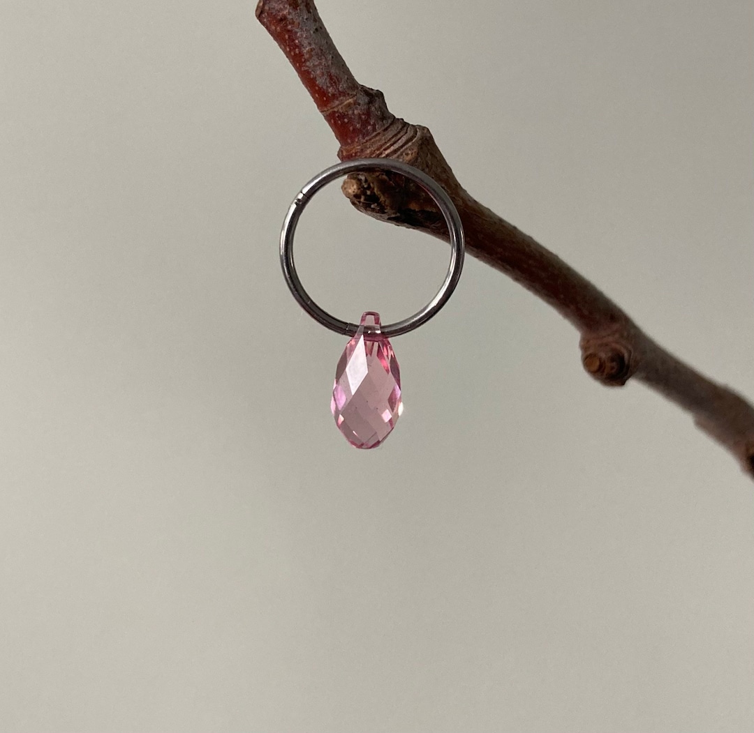 Pink Sapphire Cz Teardrop Septum Clicker 18G - Etsy