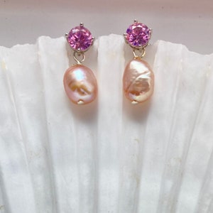 Marie Antoinette Pink Sapphire and Pearl Earrings - Etsy