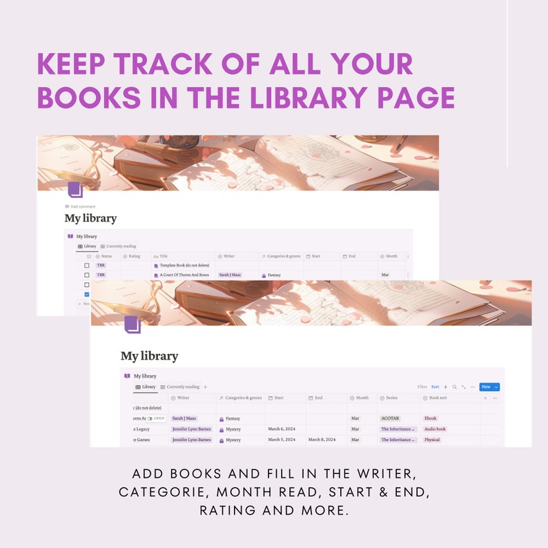 Notion Book Reading Tracker | Digital Library Template (PDF) - Etsy