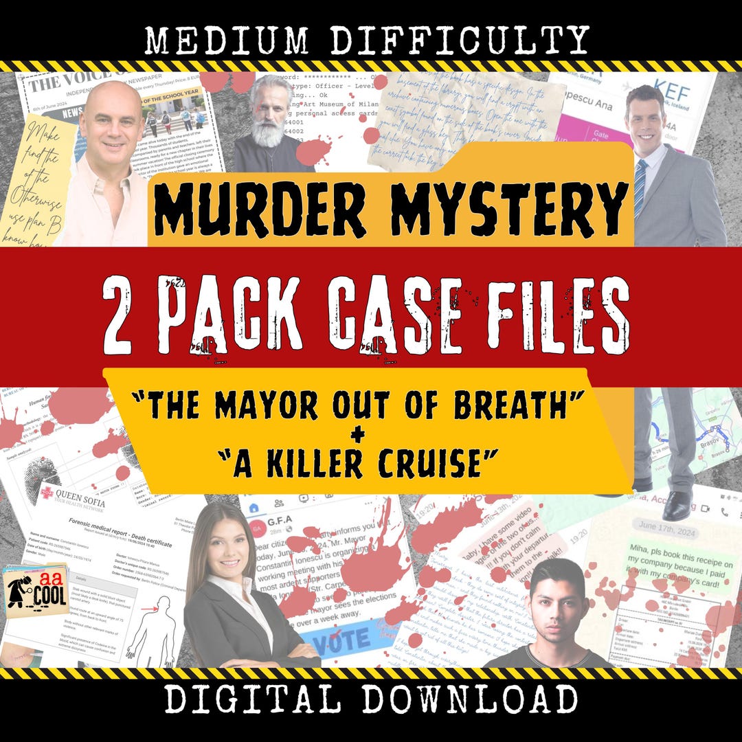 Printable Murder Mystery Kit | Detective Games | 2 Pack Murder Case ...