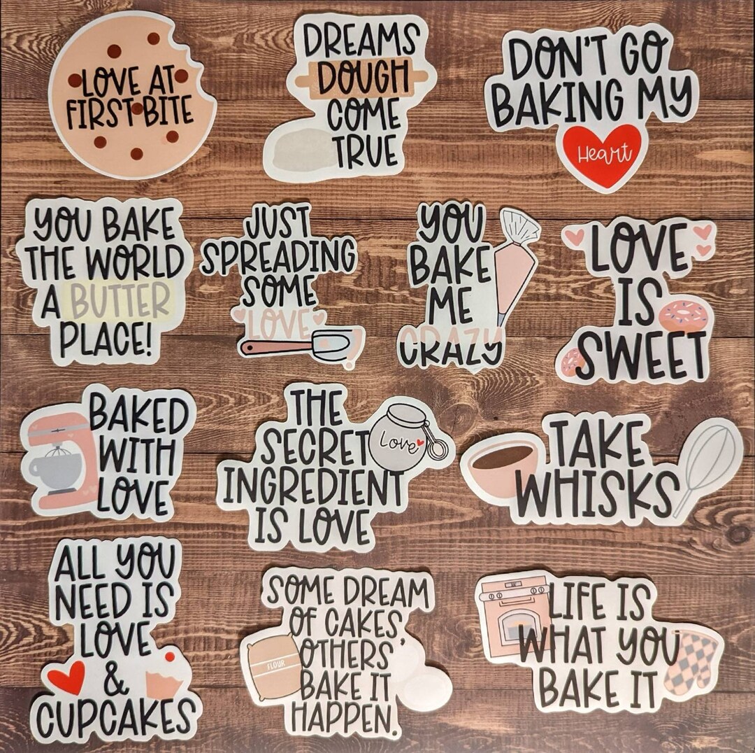 Baker's Dozen Sticker Collection, Bakery Stickers, Baking Puns, Sticker ...